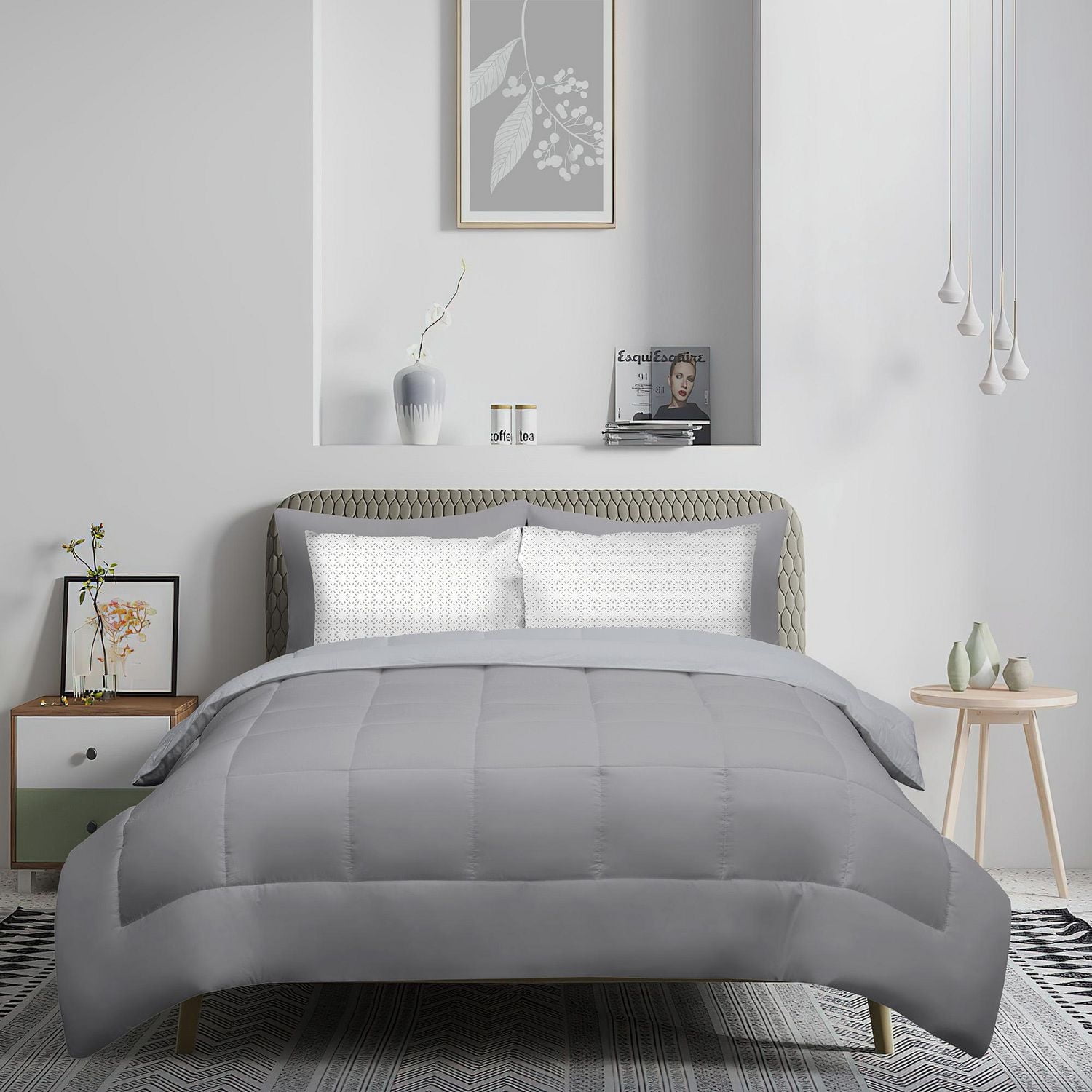 Click here for Safdie & Co. Solid Gray Reversible Comforter Set 7... prices