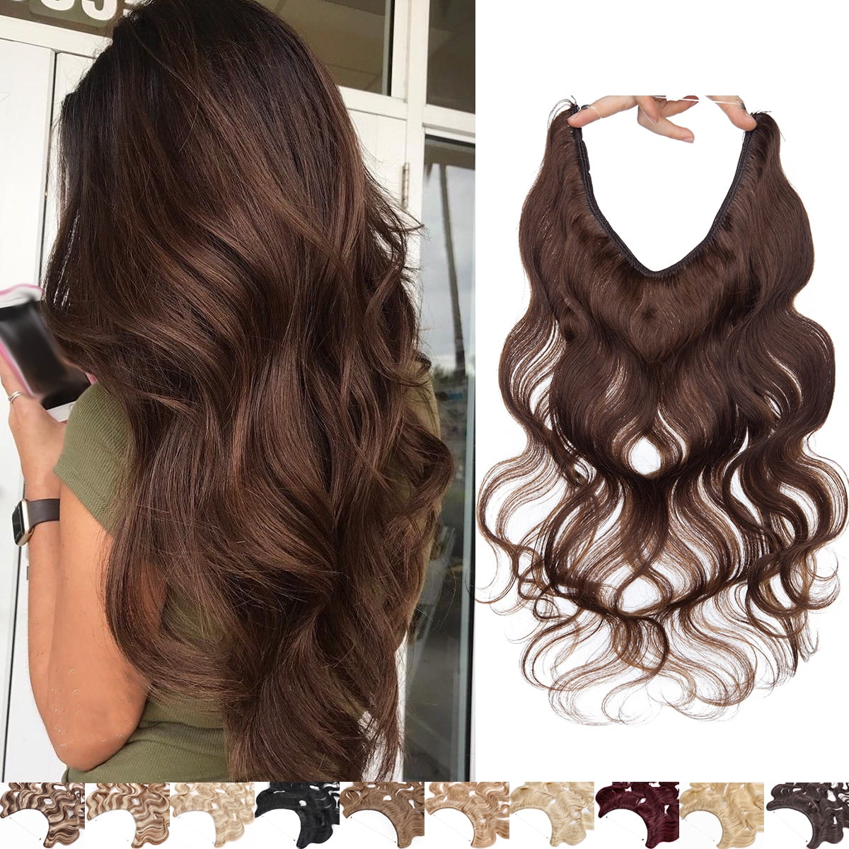 SEGO Curly Wire in Human Hair Extensions Hidden Hair Extensions with ...