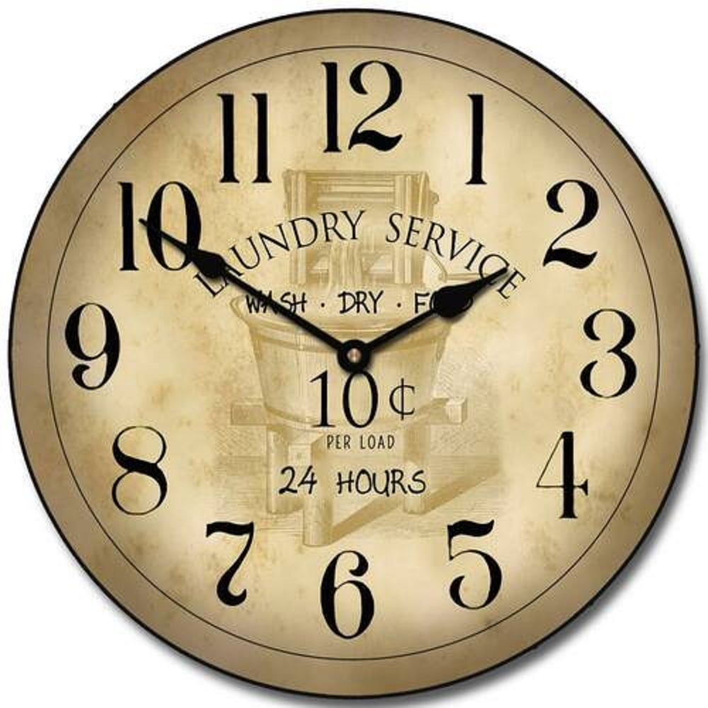Vintage Laundry Room Modern Analog Wall Clock Beautiful Color Silent ...