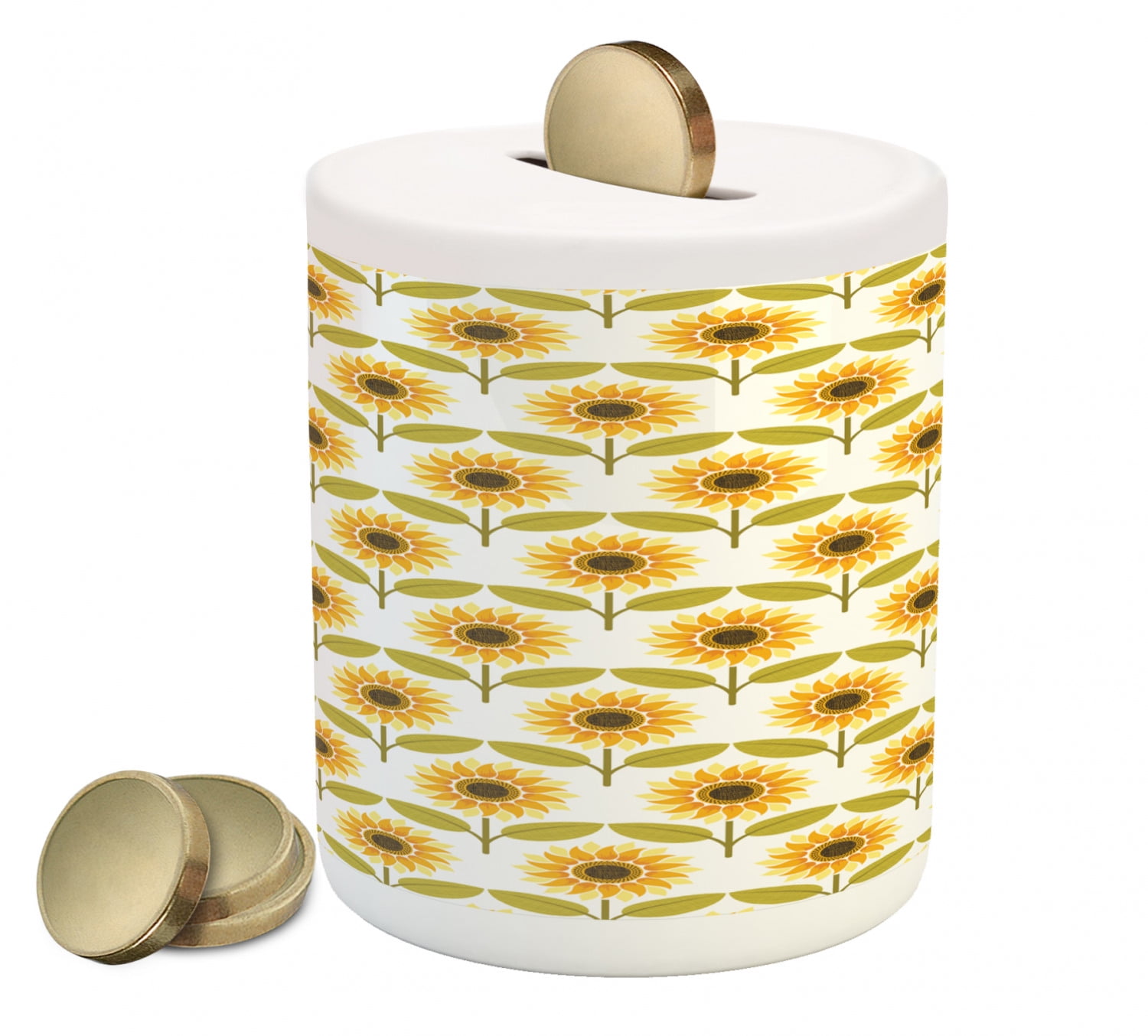 Sunflower Piggy Bank, Sunflowers Pattern Autumn Season Country Style ...