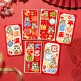 6Pcs Chinese Red Envelopes Cute New Year of Envelope Red Pocket 2026 ...