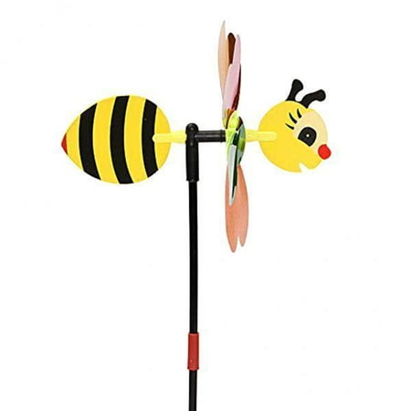 2X Rainbow 3D Bee Whirligig Wheels Windmill Rotator Lawn Yard Decor ...