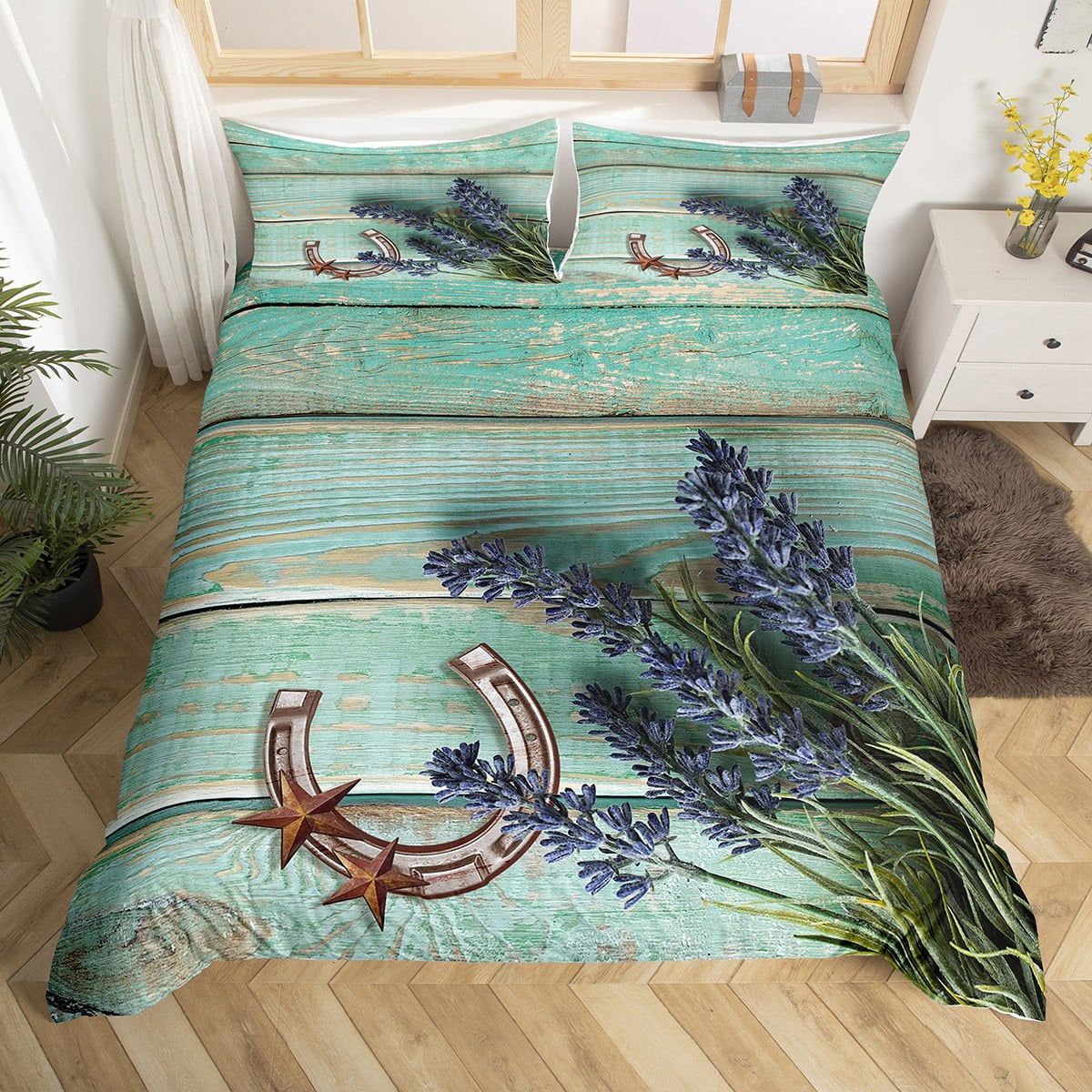 YST Western Bedding Sets Farmhouse Texas Stars Horseshoe Comforter ...