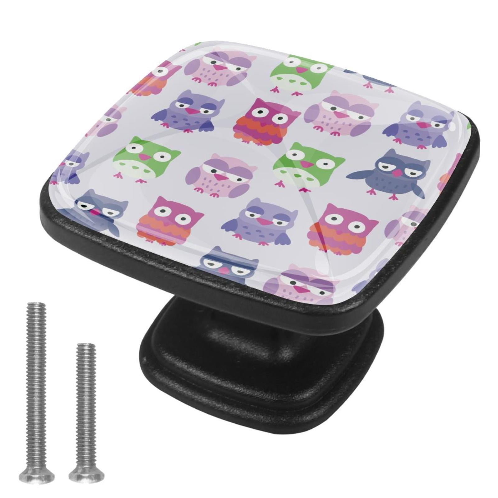 4 Pcs Cabinet Handle Drawer Pulls Owl Knobs with Screws Square ...