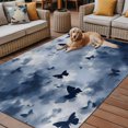 Blue Butterfly Outdoor Rug, Foggy Navy Blue Butterfly Silhouette Non ...