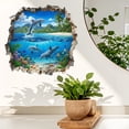 3D Broken Wall Dolphin Ocean Underwater Wall Decal Tropical Seascape ...