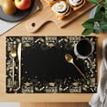 Black Graduation Cap Cotton Linen Placemats Set of 2, Gold Stars ...
