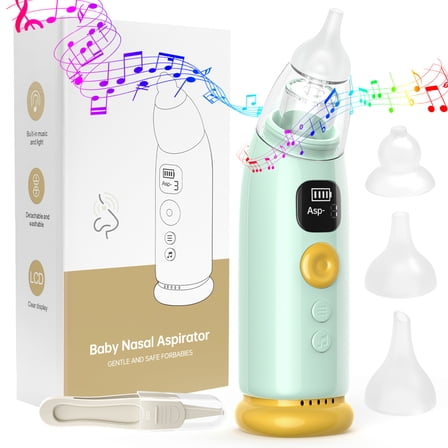 Electric Baby Nasal Aspirator, USB Rechargeable Nose Cleaner with 3 ...