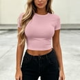 Ashirexll Short Sleeve Shirts for Women Fashion Casual Solid Color ...