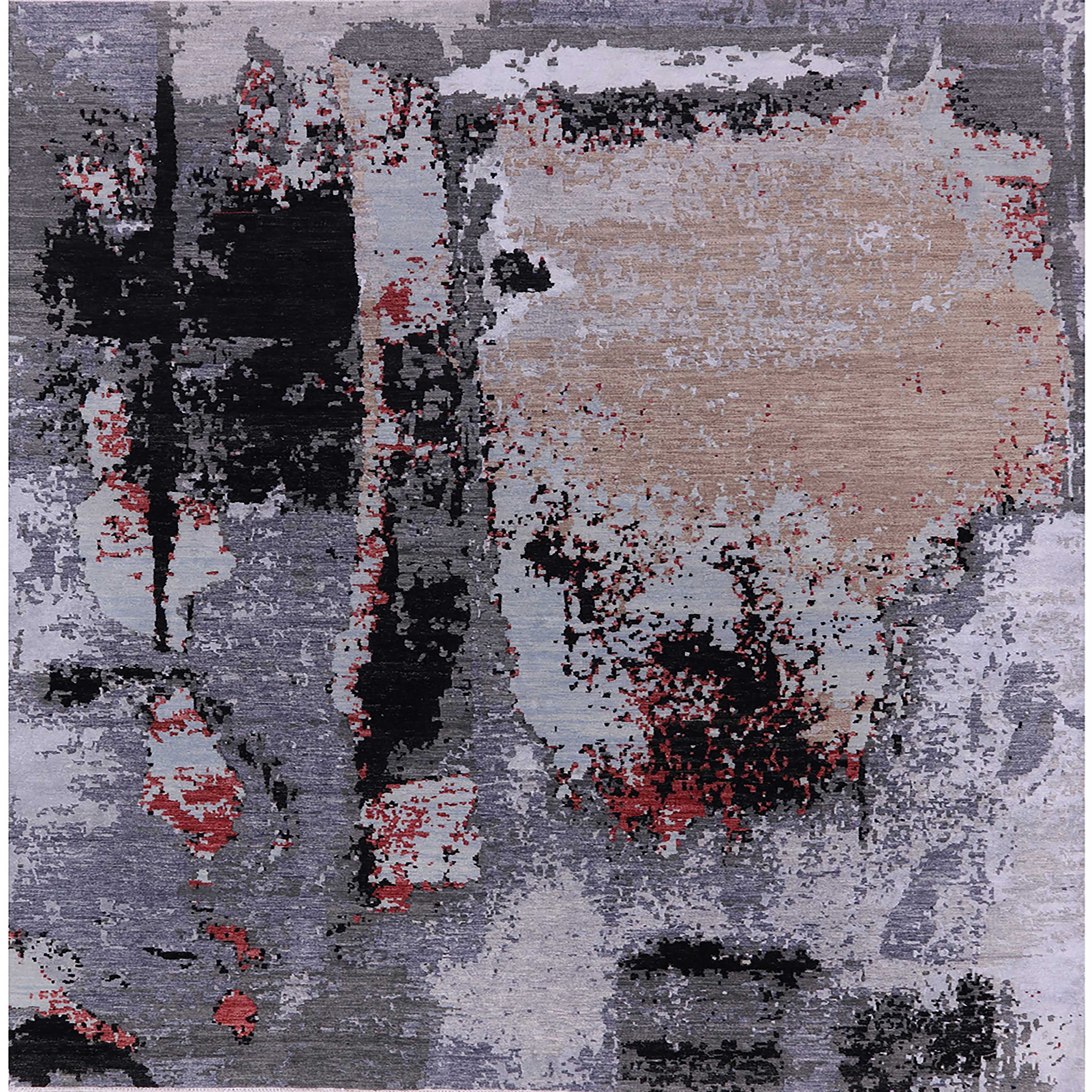 Ahgly Company Indoor Square Mid-Century Modern Plum Purple Oriental ...