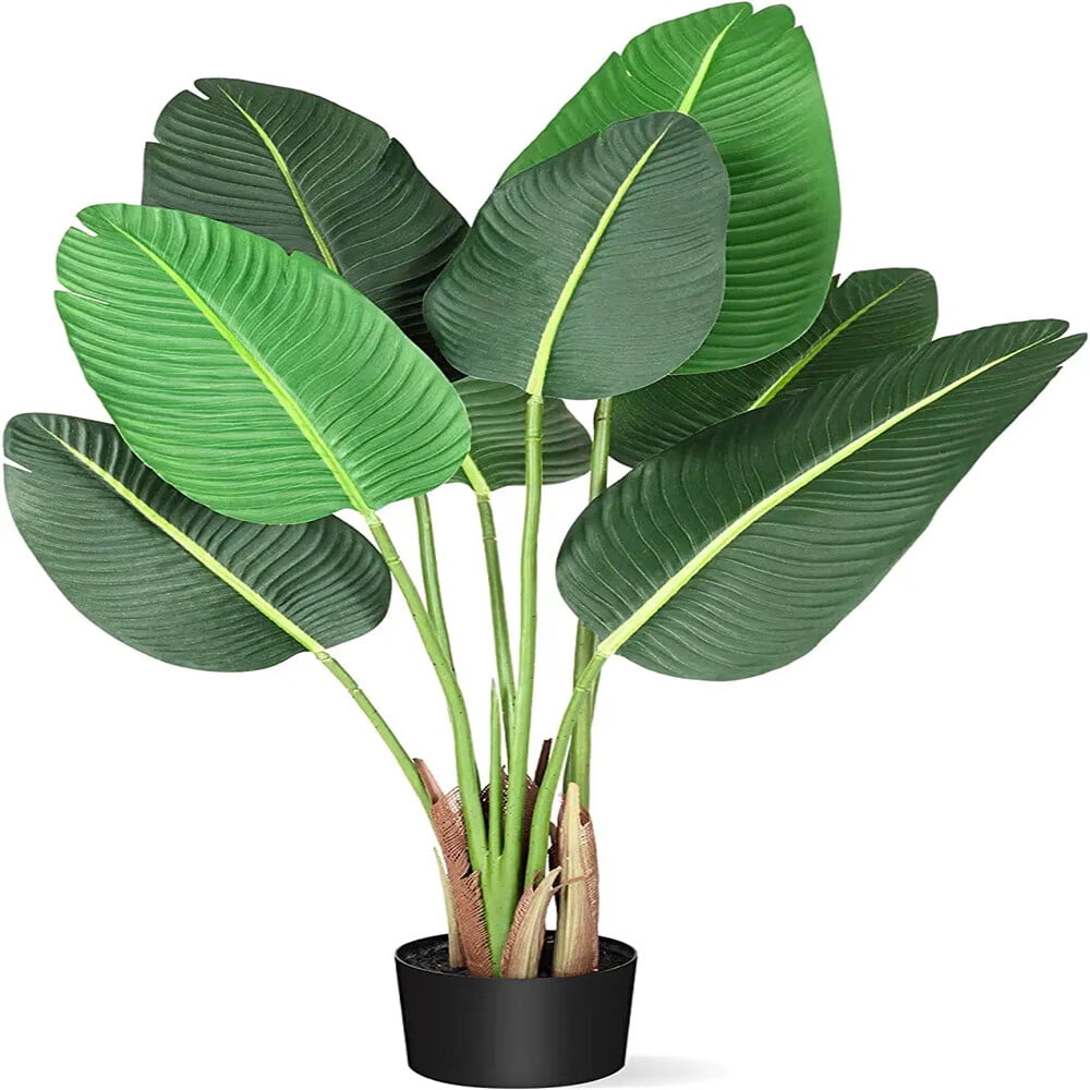 Artificial Banana Tree Decor, Faux Green Plant Fake Tree in Pot Decor ...