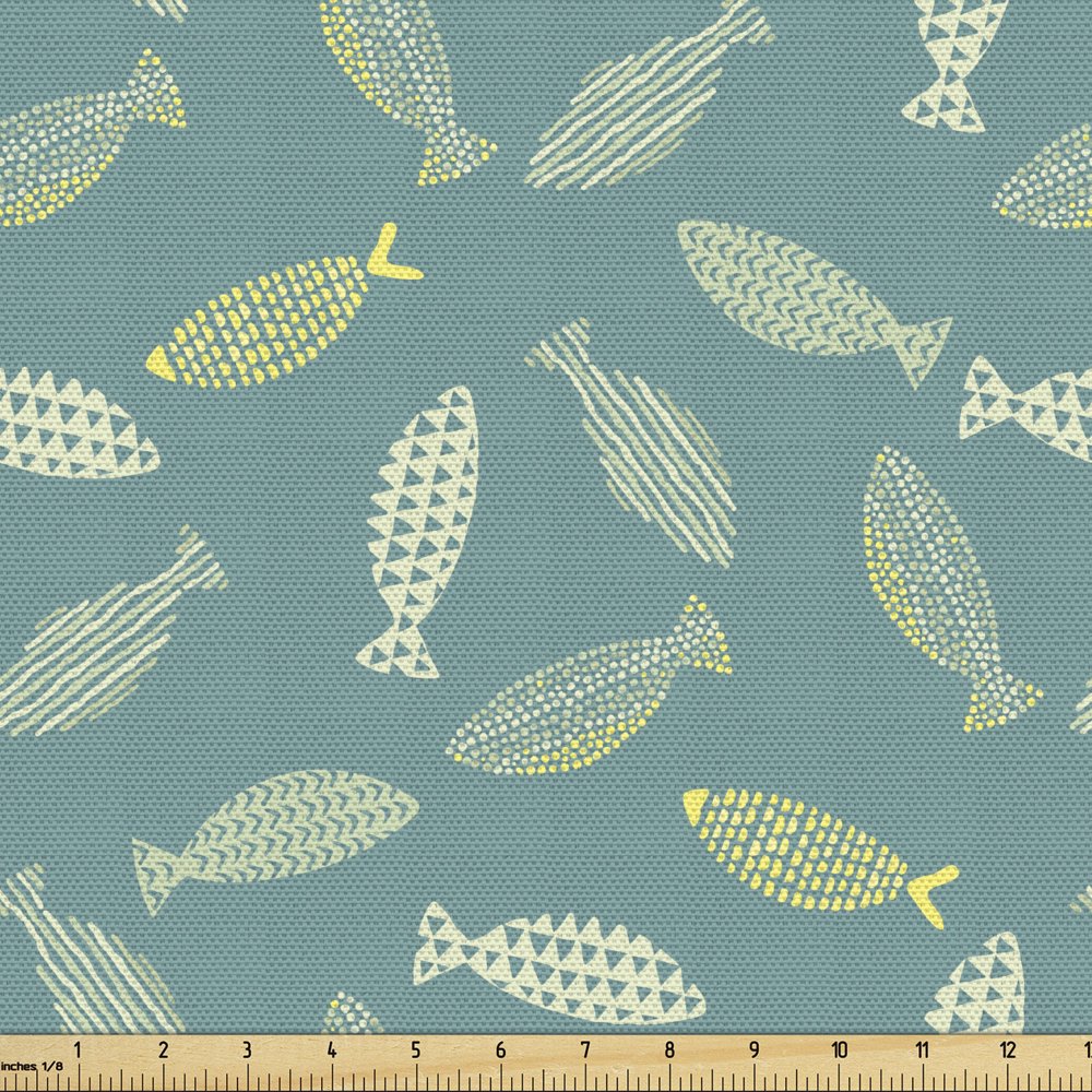 Fish Sofa Upholstery Fabric by the Yard, Ornamental Creatures with ...