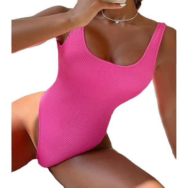 2022 Sexy One Piece Swimsuit For Women Solid Push Up Thong Bather