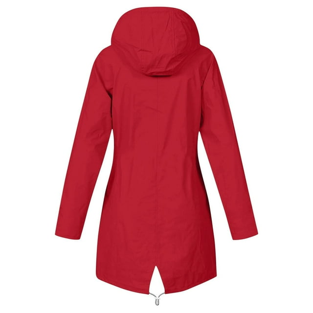 Plus Size Raincoat Women Waterproof Long Hooded Trench Coats Lined