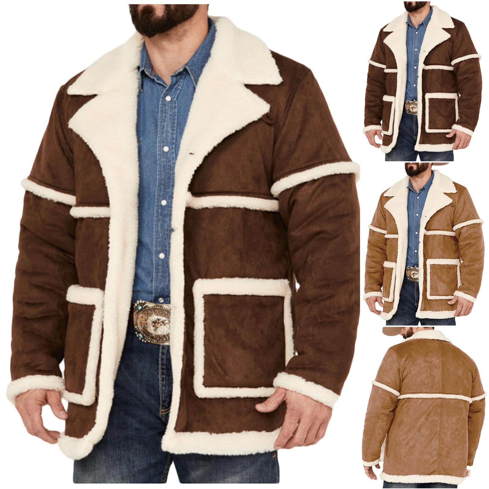 Click here for Anuyalue Mens Fleece Coat Vintage Color Block Stri... prices