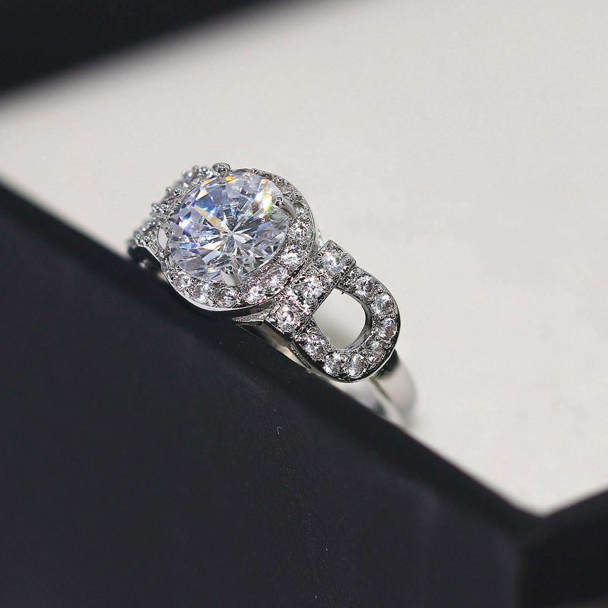 Anillo solitario de cristal de moda para mujer, anillo de compromiso de ...