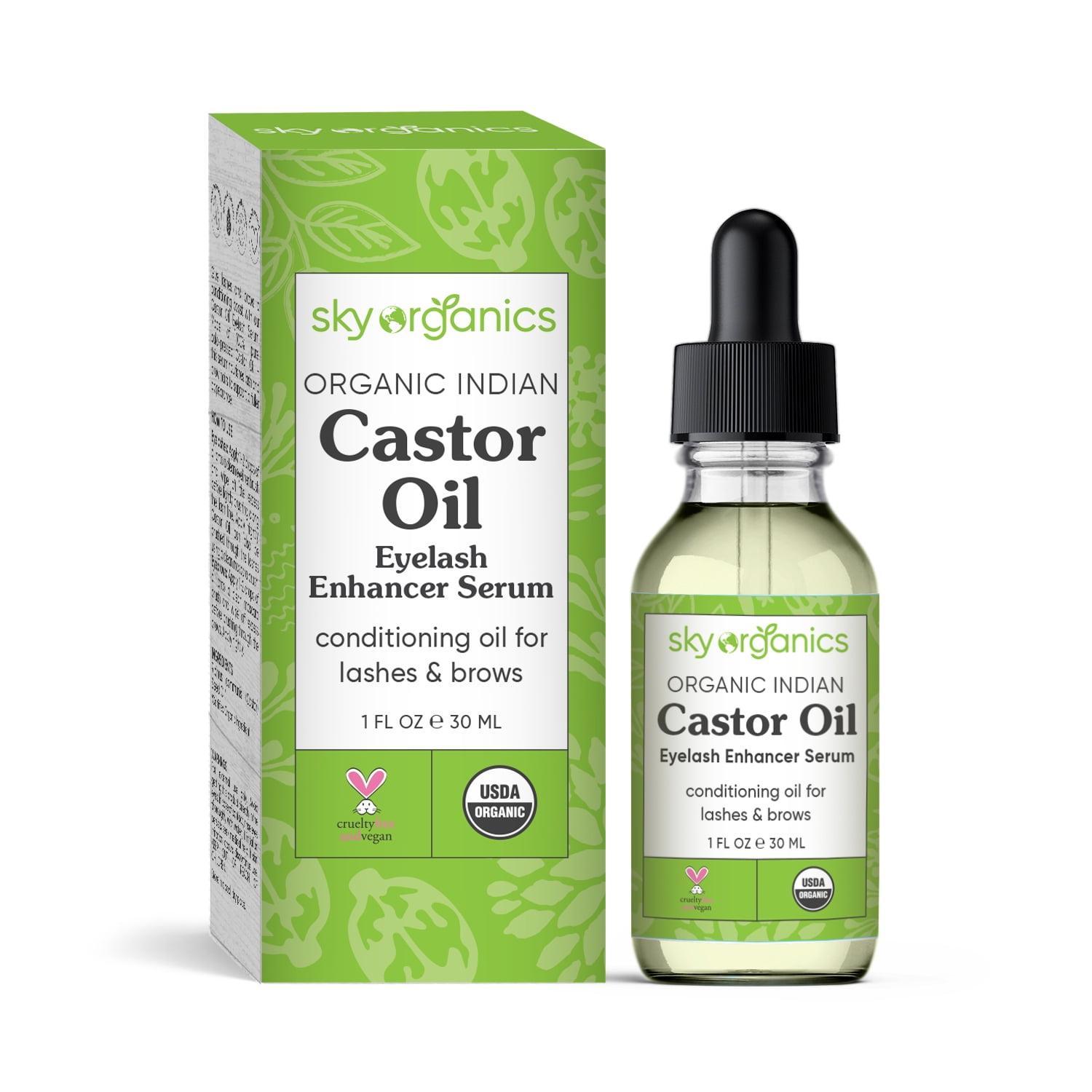 Sky Organics Castor Oil Eyelash Enhancer Serum With Mascara Brushes 1