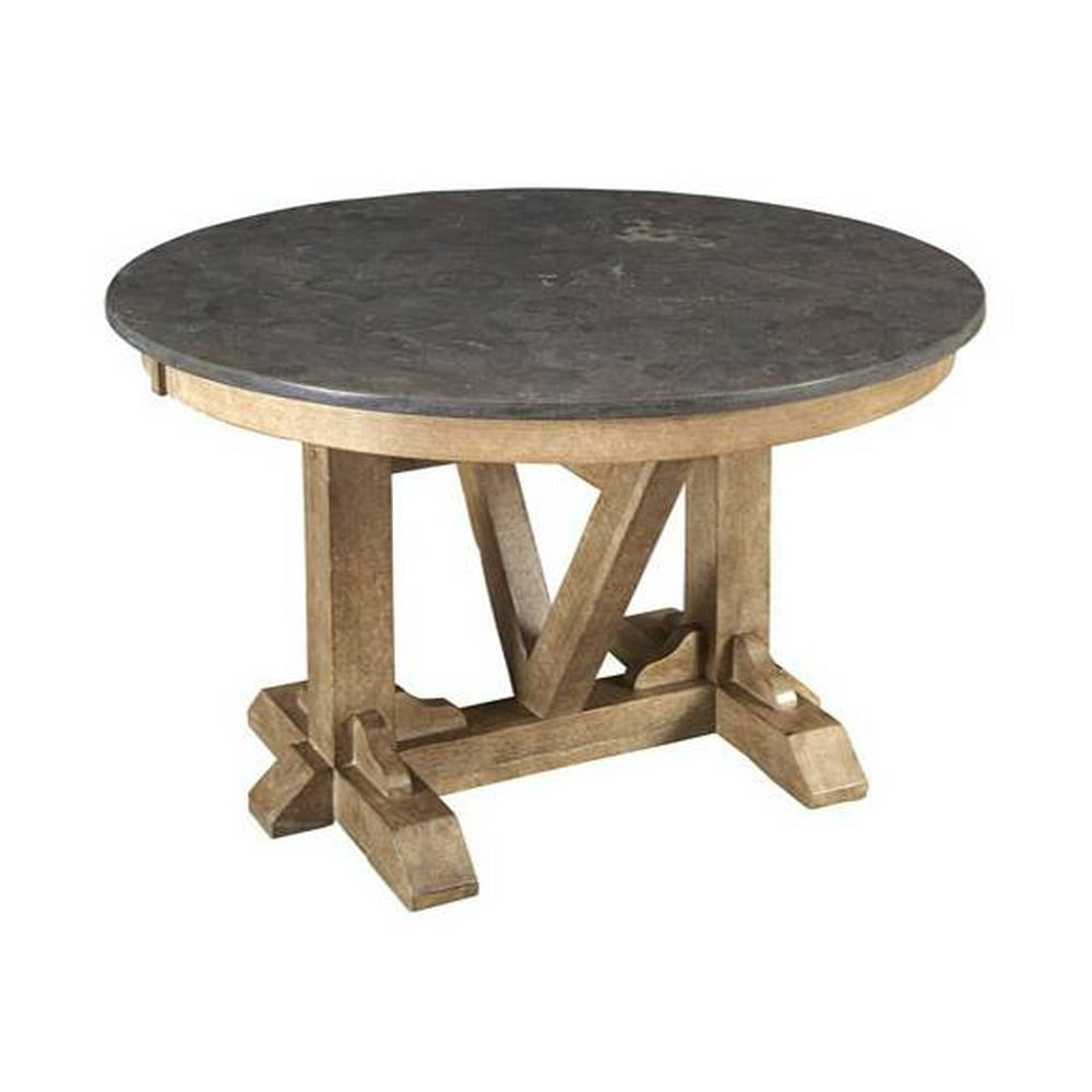 Round Bluestone Dining Table in Rustic Wheat Finish - Walmart.com ...