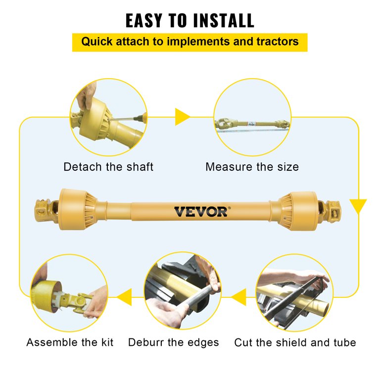 VEVOR PTO Shaft, 1-3/8 PTO Drive Shaft, Spline Both Ends, 59% OFF