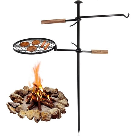 Camping Swivel Grill Grate Over Fire Pit, 360° Adjustable 13 Inch Heavy ...