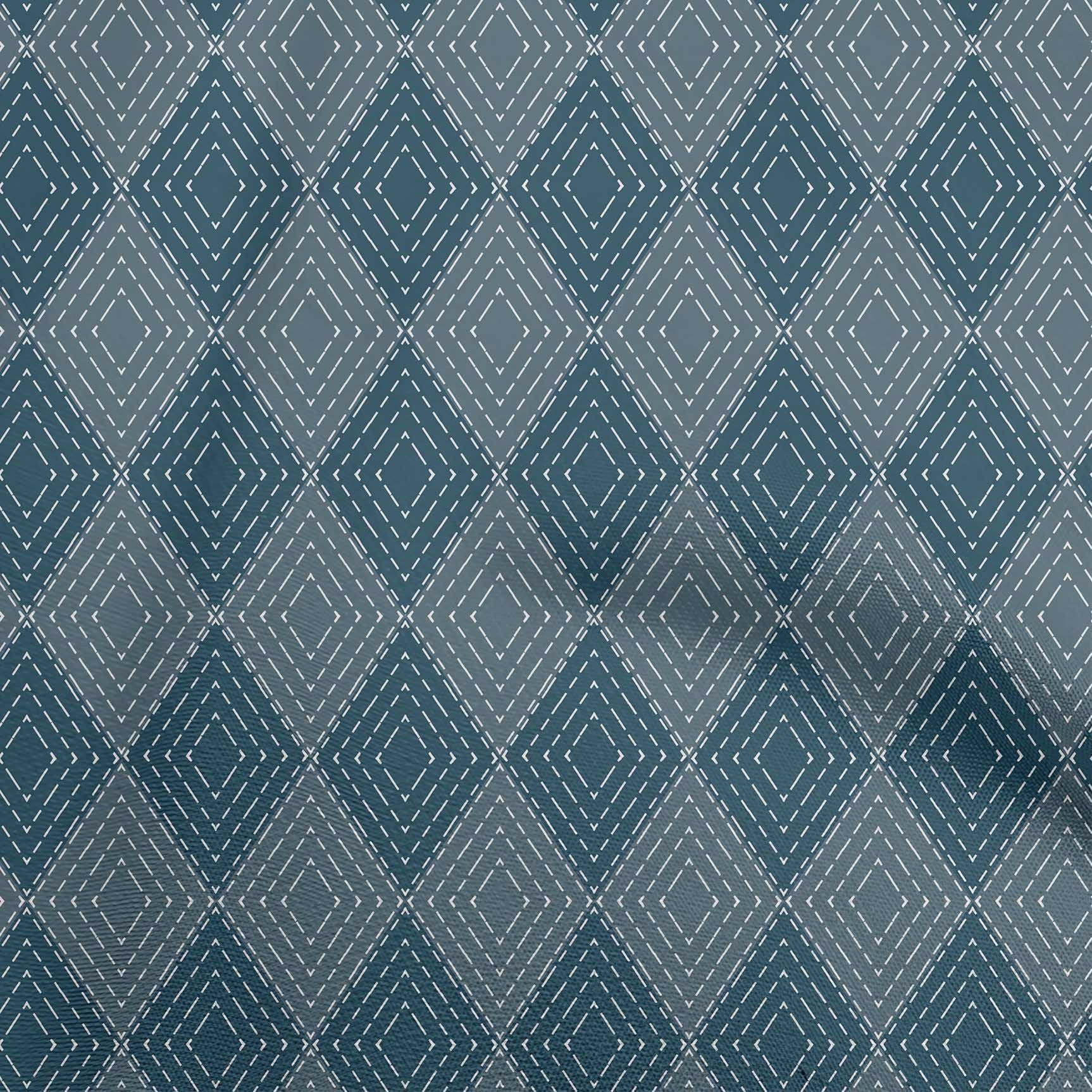 oneOone Cotton Silk Dark Teal Blue Fabric Check Argyle Fabric For ...