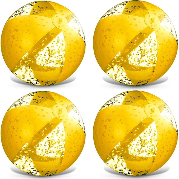 4 Pieces Inflatable Glitter Beach Ball 16 Inch Swimming Pool Balls ...