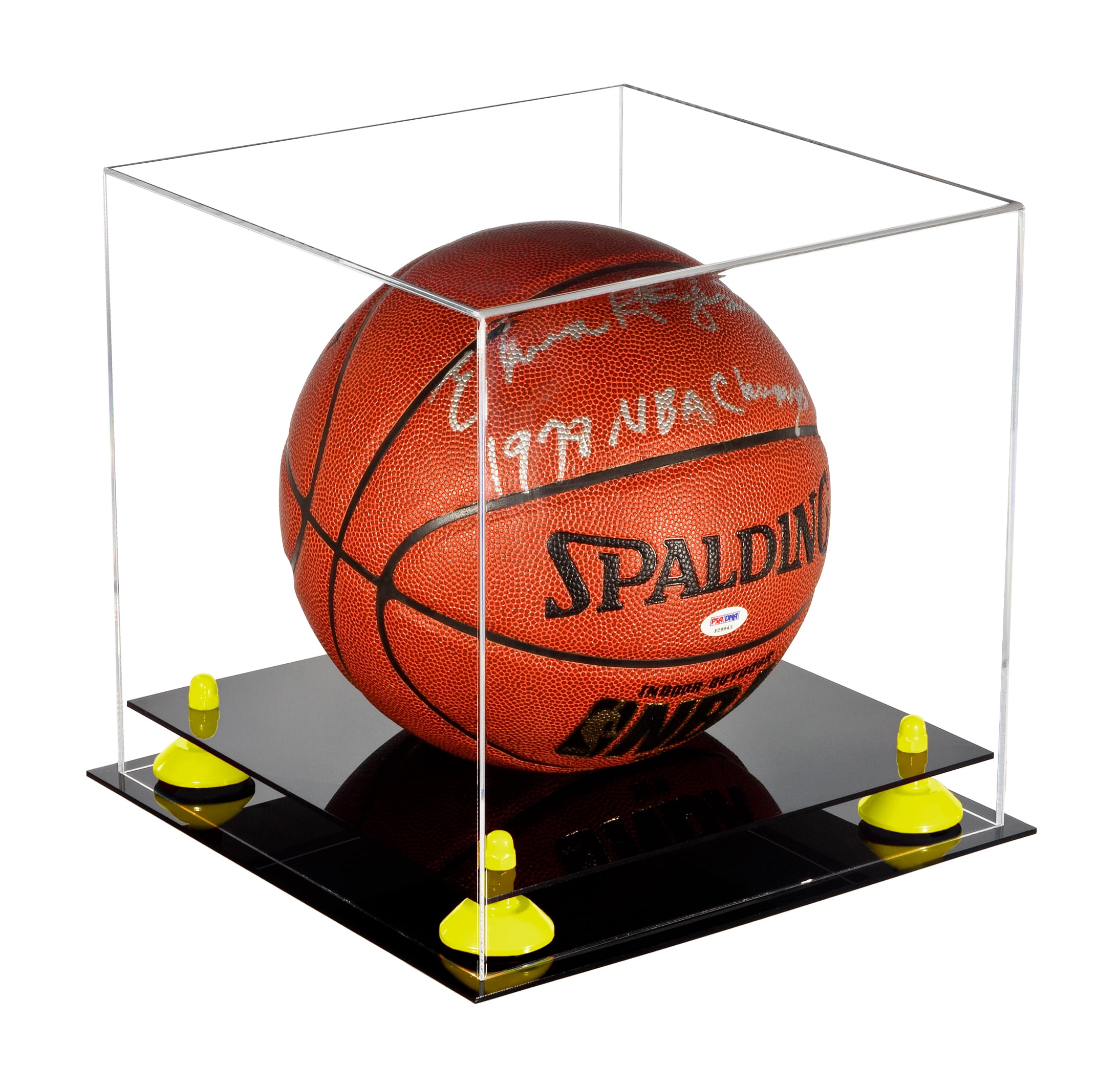 Deluxe Clear Acrylic Full Size Basketball Display Case with Yellow ...