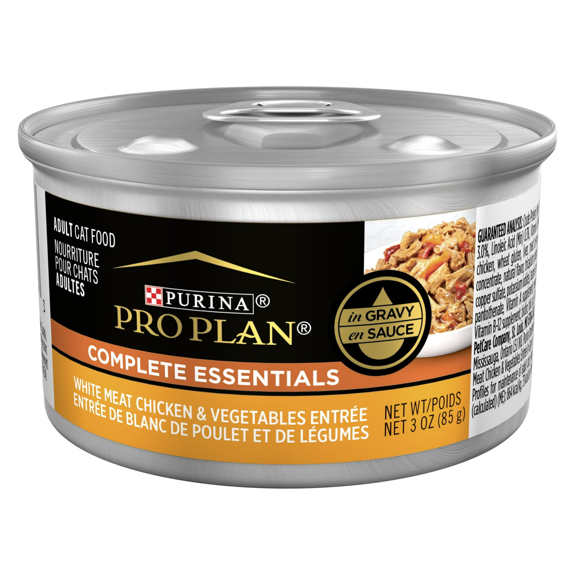Purina Pro Plan Complete Essentials  Chicken Vegetables  Wet Cat Food  3 Oz Cans  24 Pack 72.0 Oz
