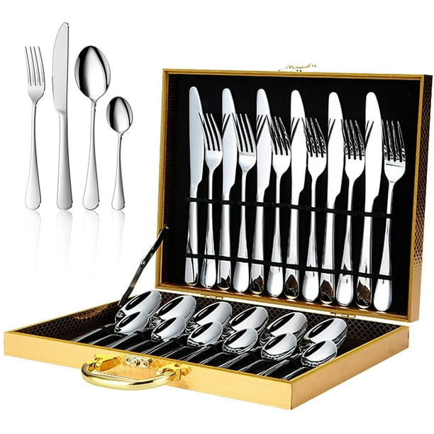 Cutlery Set Stainless Steel Cutlery Set for 6 People 24-Piece Cutlery ...