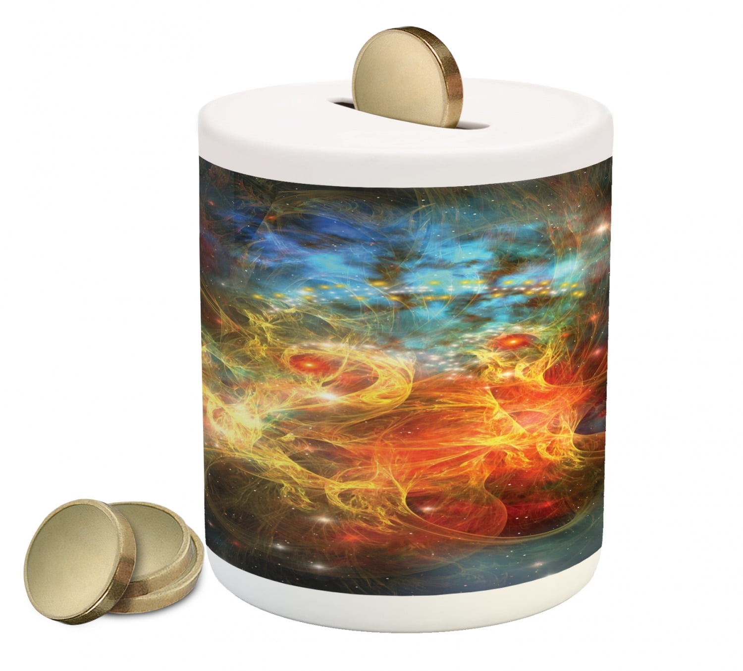 Outer Space Piggy Bank, Cartoon Nebula Gas Expanse Outer Space Universe ...