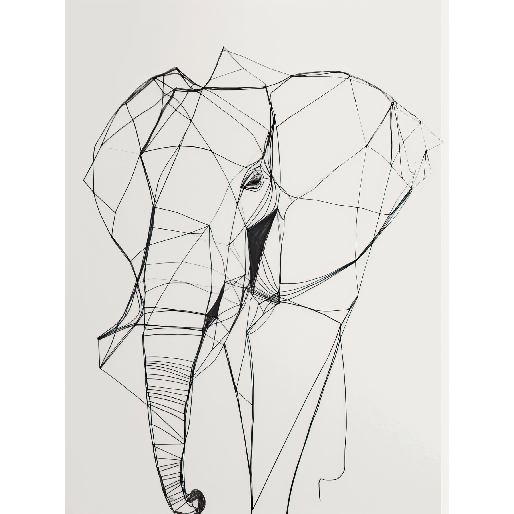 Elephant Simple Polygon Line Drawing Illustration Unframed Wall Art ...