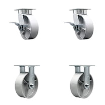 4 Inch Semi Steel Caster Set with 2 Brakes/Swivel Lock 2 Rigid Service ...