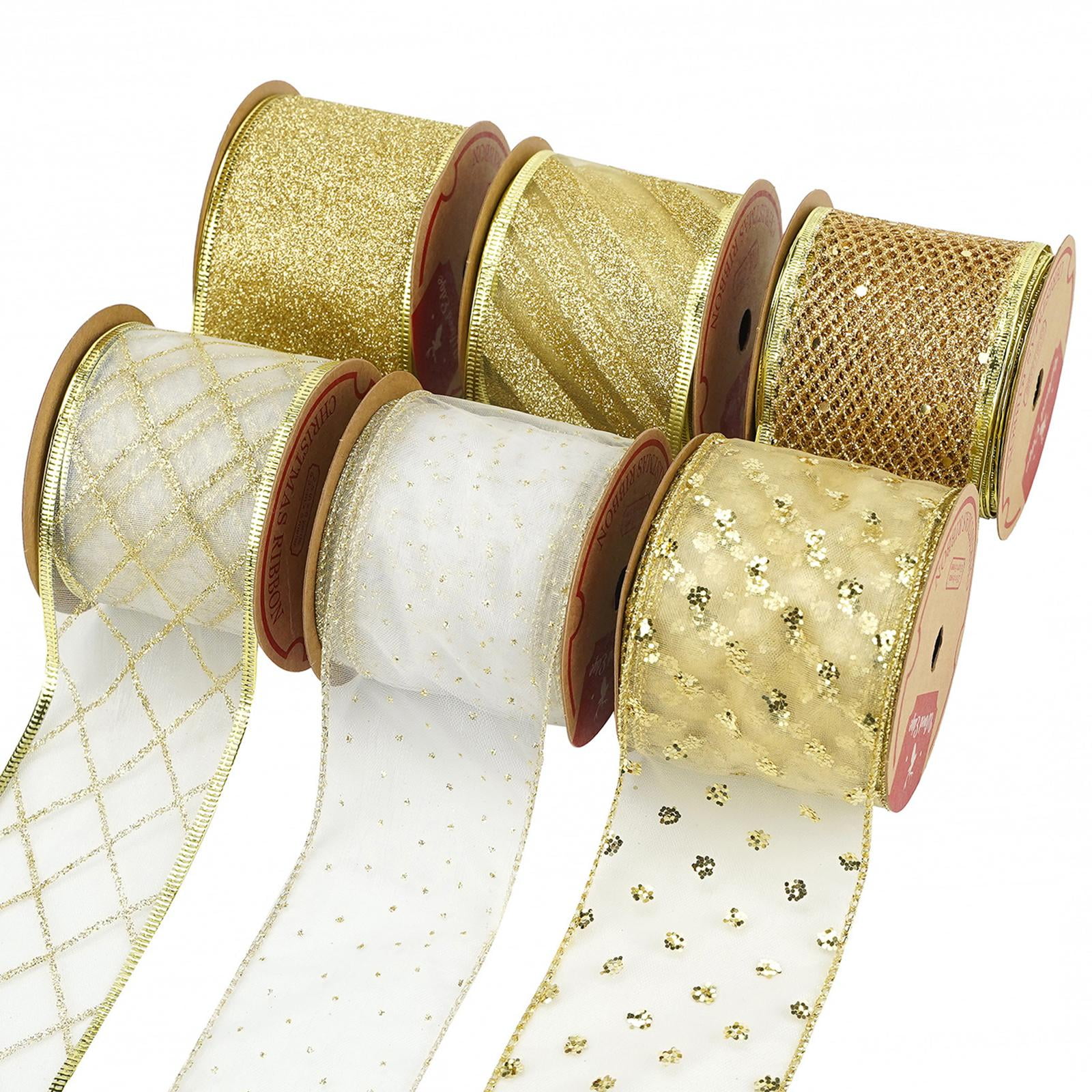 6Pcs Christmas Ribbons 6 Yards 2-1/2 inch Decorative Ribbon Roll ...
