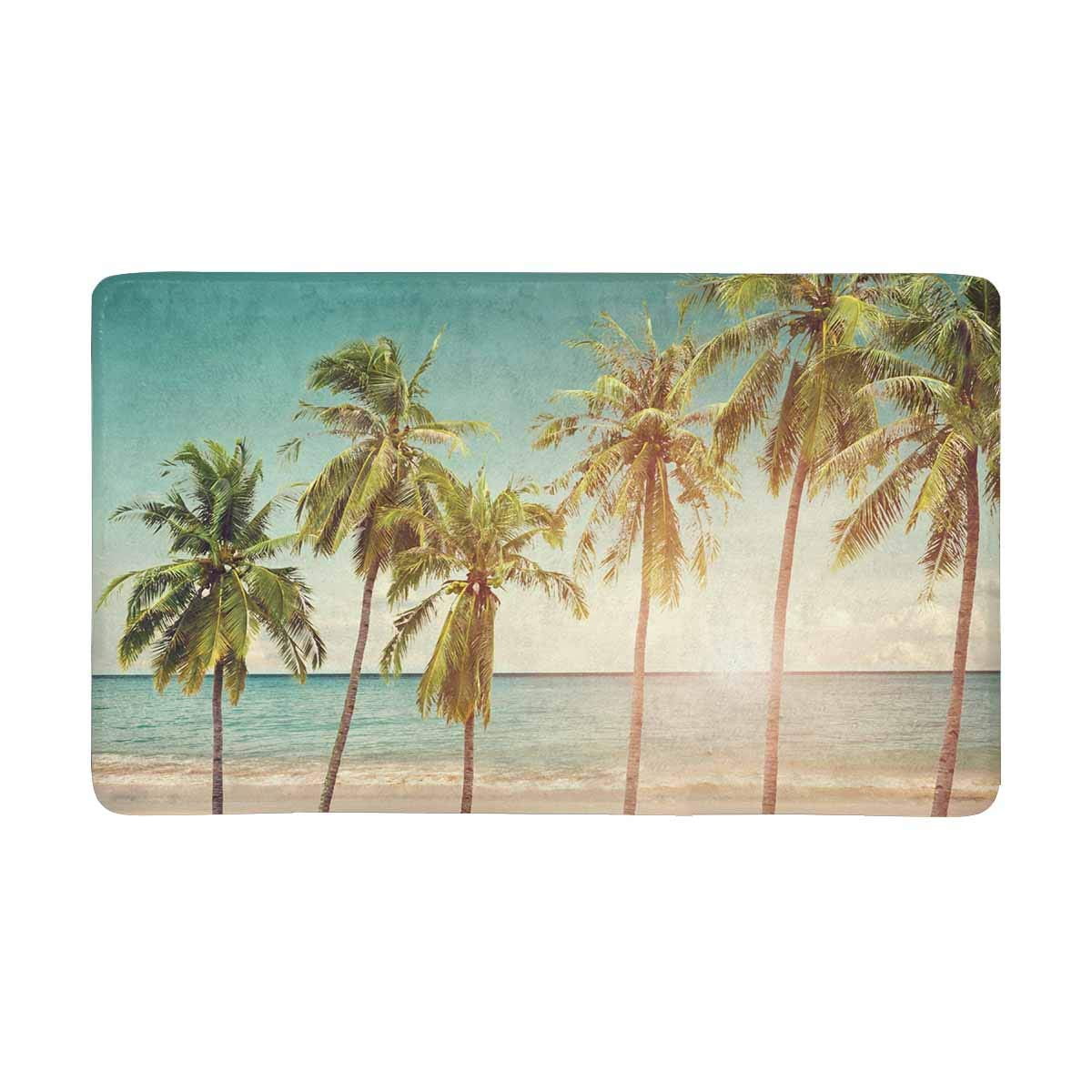 POP Coconut Palm Tree on Seaside Beach at Summer Season Front Door Mat ...