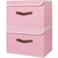 2PCS Storage Bins with Lid PU Leather Handles Storage Boxes PP Plastic ...