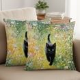 Black Cat Flowers Throw Pillow Covers 20 x 20 Inch Pillow Covers Set of ...