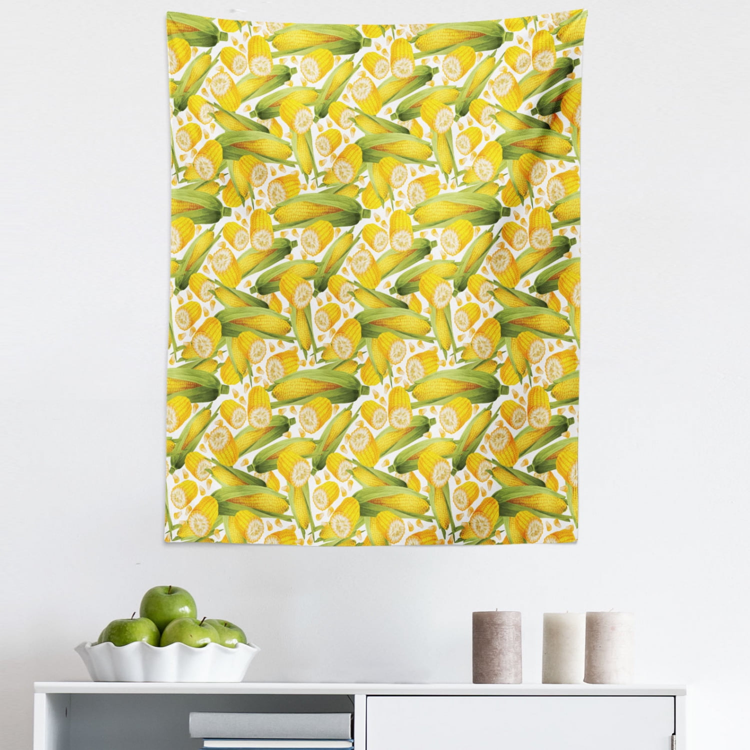 Corn Tapestry, Vegetable Organic Food Realistic Illustration Yellow ...