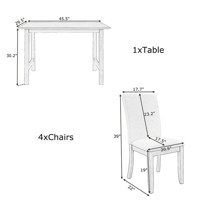 Dinette Standard Table Dimensions