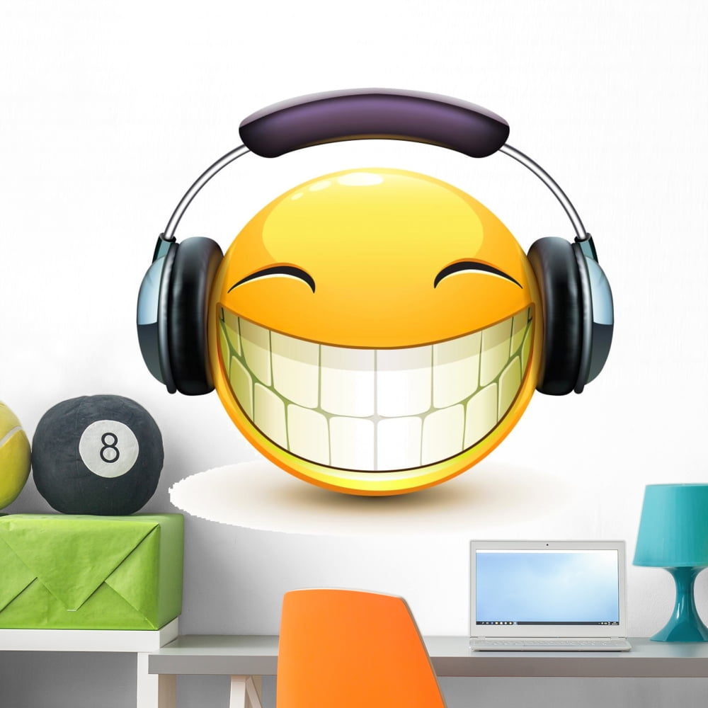 Musical Emoticon Wall Decal Mural by Wallmonkeys Vinyl Peel and Stick ...