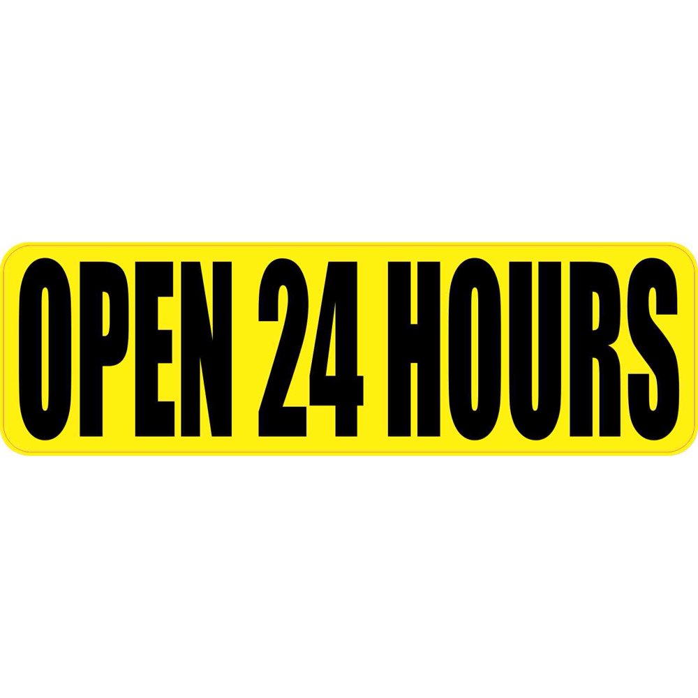 10in X 3in Yellow Open 24 Hours Sticker Vinyl Decal Business Sign 10in-x-3in-yellow-open-24-hours-sticker-vinyl-decal-business-sign