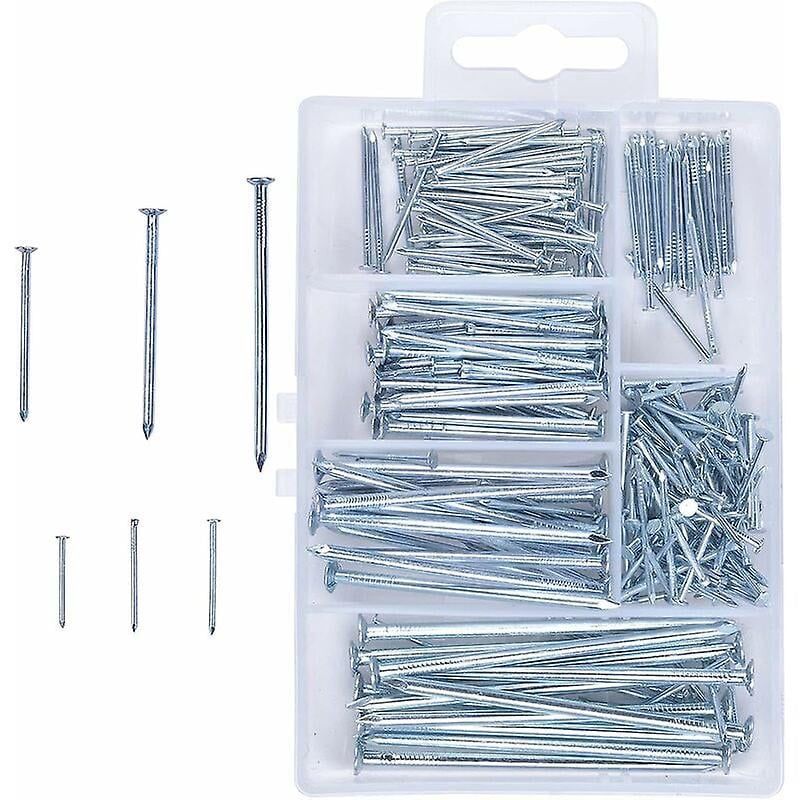 280 Pieces Nail Assortment Flat Head Galvanized Nails Hardware ...