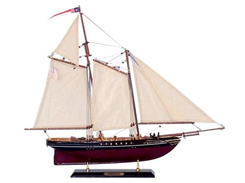America Limited 24" - Scale Model Boat - Wooden Model Yacht - Nautical ...