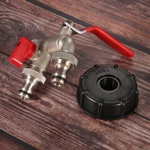 Double 1000L IBC Adapter Garden Water Tank Outlet 2 Connector Rainwater ...