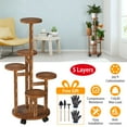 5-Tier Rolling Plant Stand with Detachable Wheels | Pine Wood Plant ...