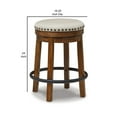 Zane 24 Inch Backless Swivel Counter Stool Round Beige Seat Brown Wood ...