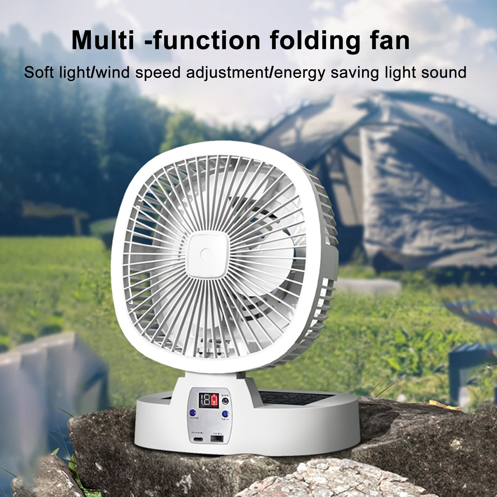 Washranp Portable Solar-Powered Fan,Folding Storage Low Noise Large ...
