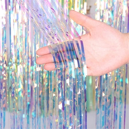 Metallic Foil Fringe 9.8Ft Holidays Party Iridescent Fringe Photo ...