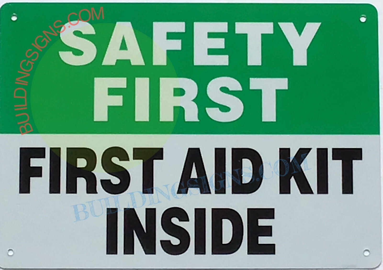 FIRST AID KIT INSIDE SIGN (7X10,White/GREEN,Aluminum) -ref21022 ...