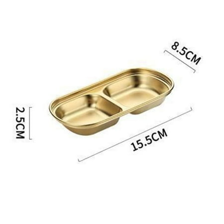 Lefu 3 Compartment Stainless Steel Sauce Plate Mini Platter Sushi ...