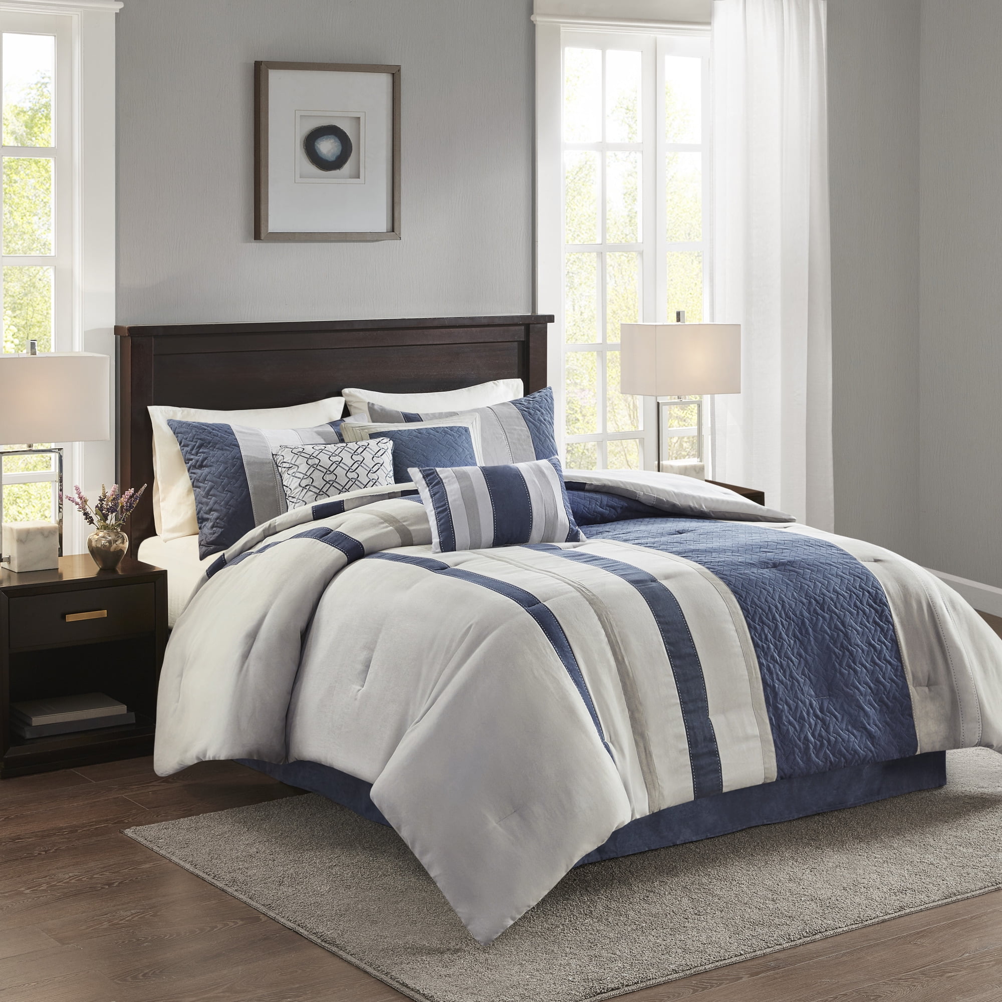 Home Essence Eveline 7 Piece Faux Suede Comforter Set - Walmart.com ...